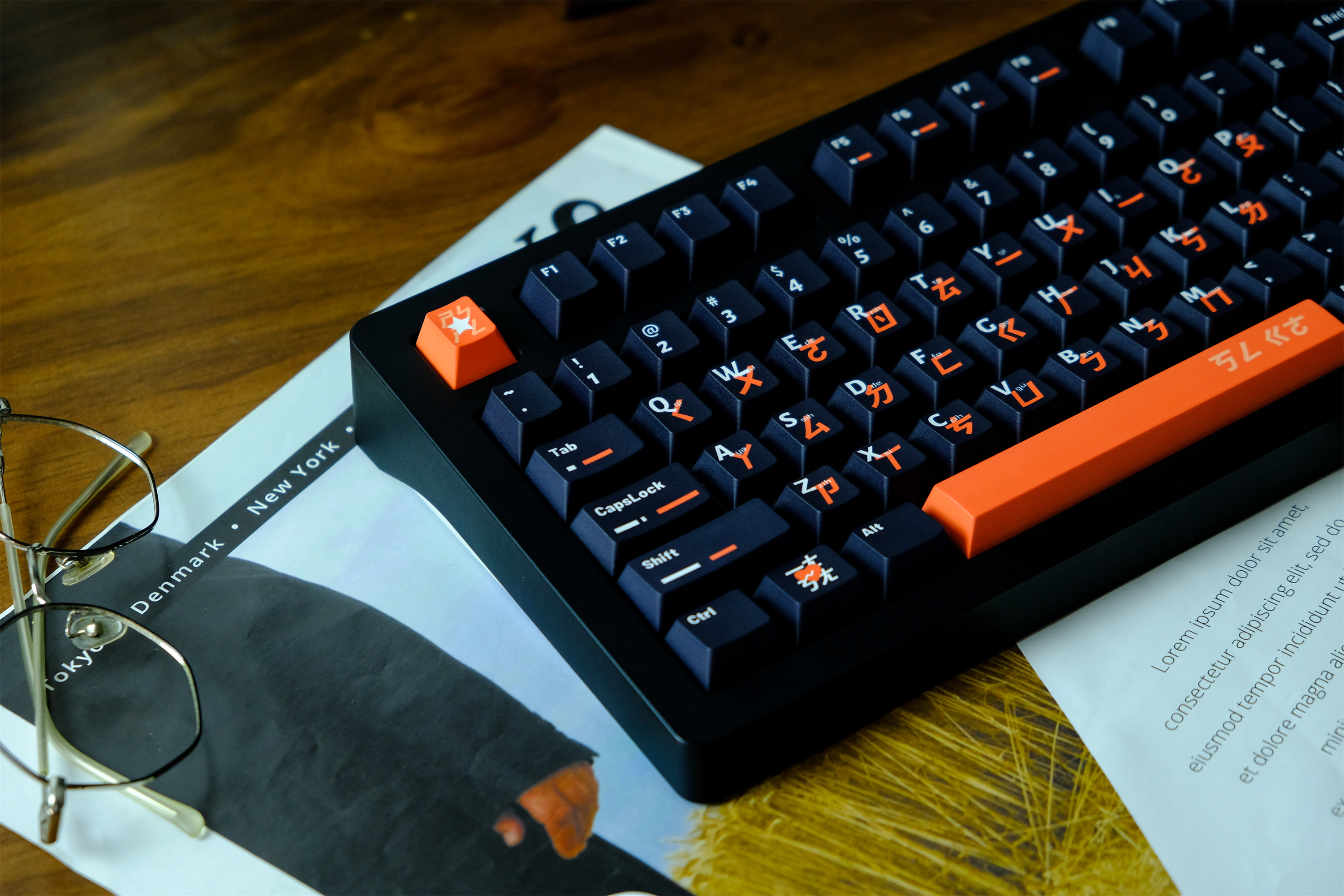 GMK Black orange phonetic keycaps, 151 Keys keycaps Cherry Profile DYE ...