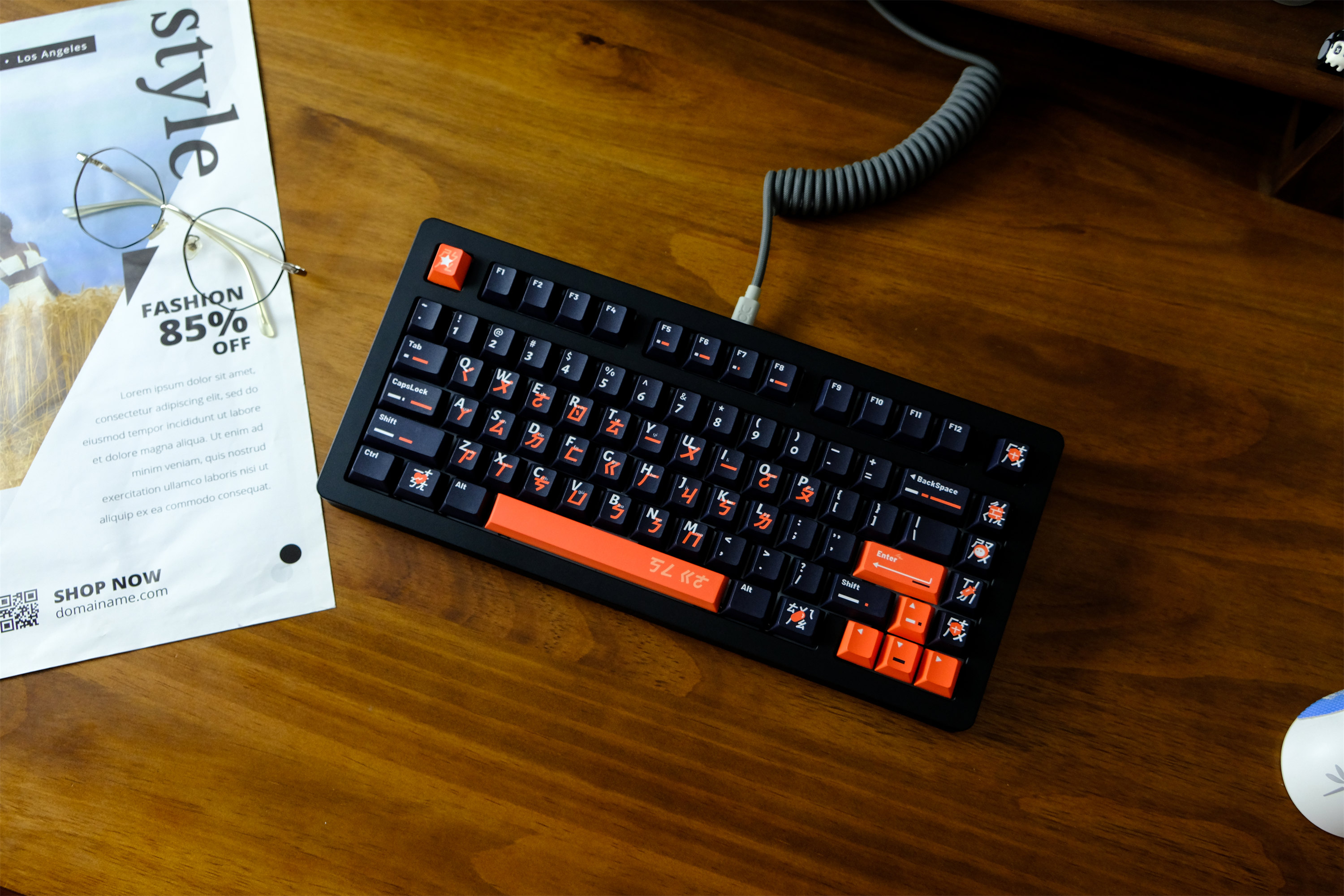 GMK Black orange phonetic keycaps, 151 Keys keycaps Cherry Profile DYE ...