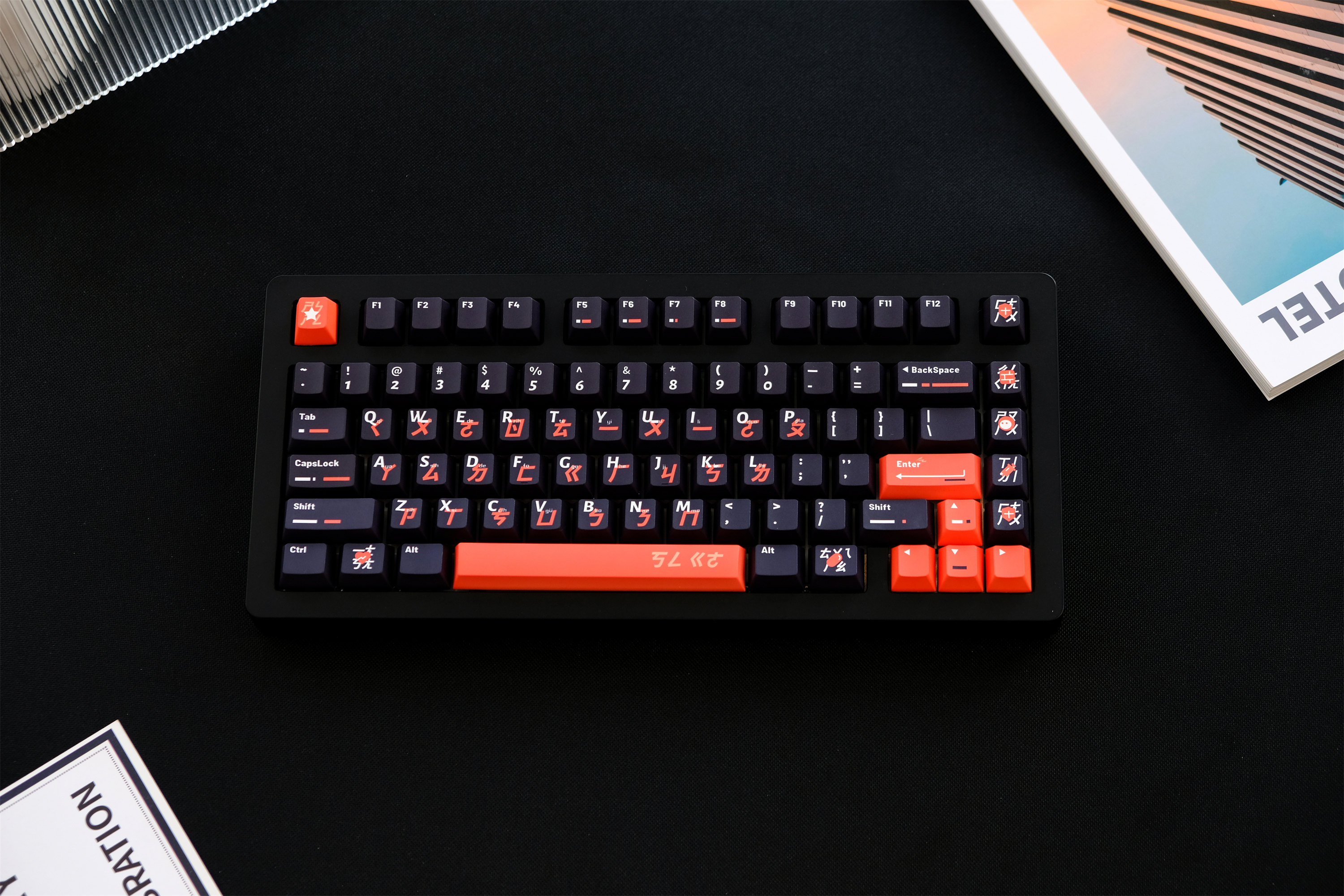 GMK Black orange phonetic keycaps, 151 Keys keycaps Cherry Profile DYE ...