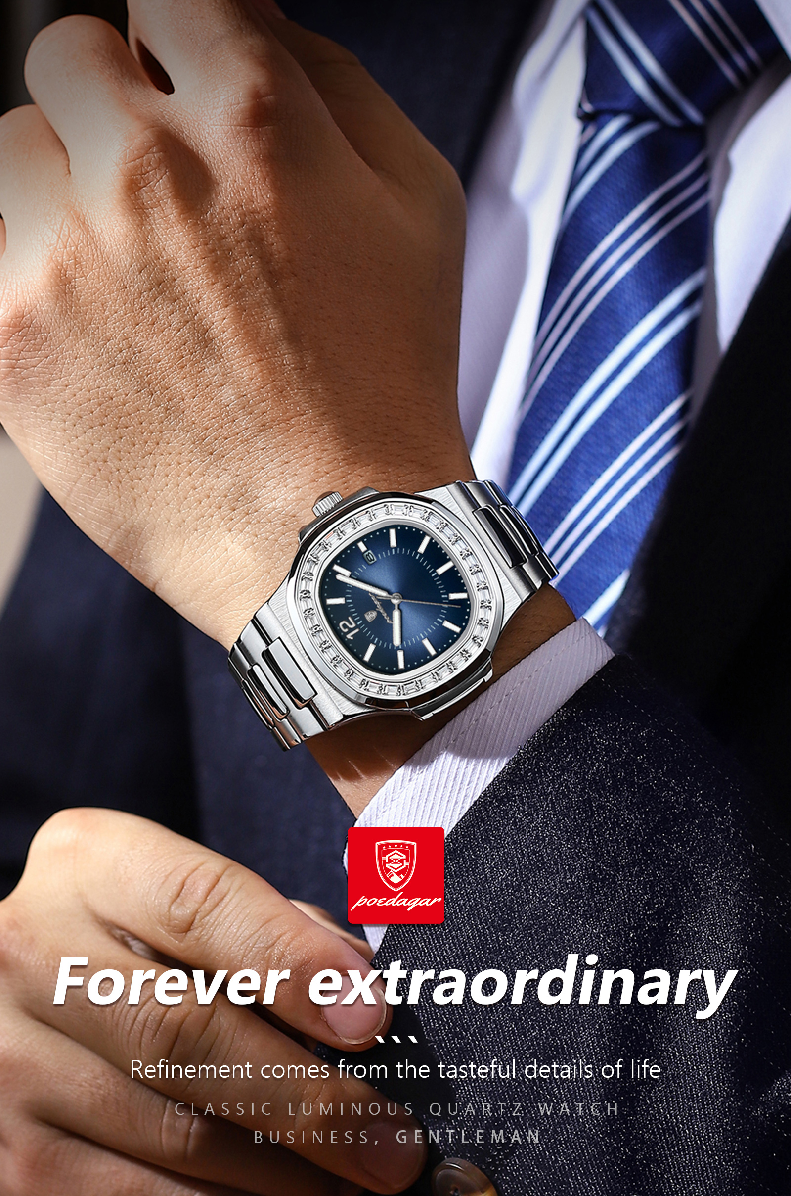 POEDAGAR Relo Fashion Watch For Men Waterproof Original Stainless Steel ...