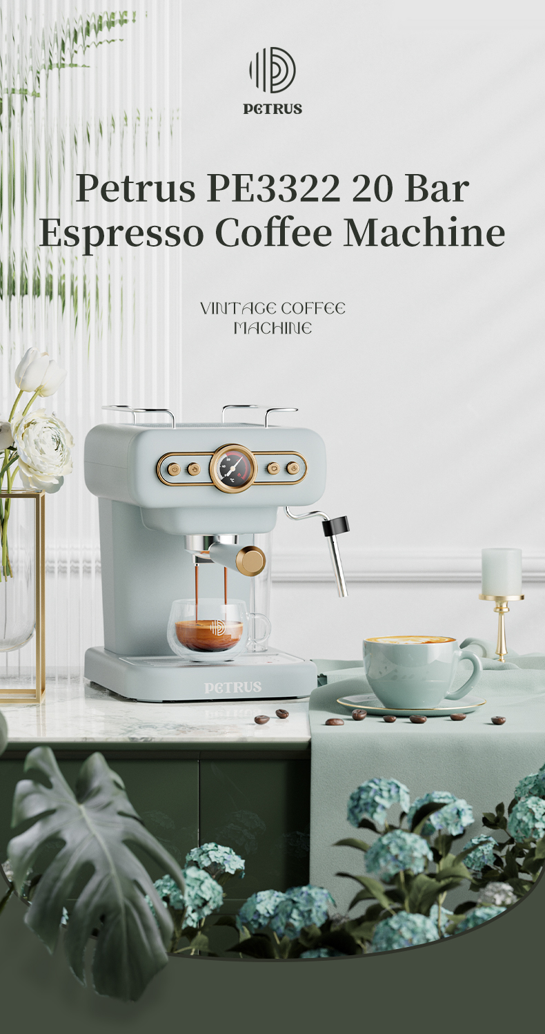 Petrus Coffee Machine 20 Bar Semi-Auto Espresso Machine With Steam Milk ...