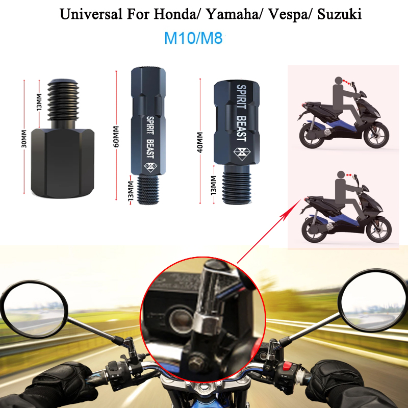Spirit Beast Motorcycle Mirror Adapter Motorcycle Rearview Mirror with ...