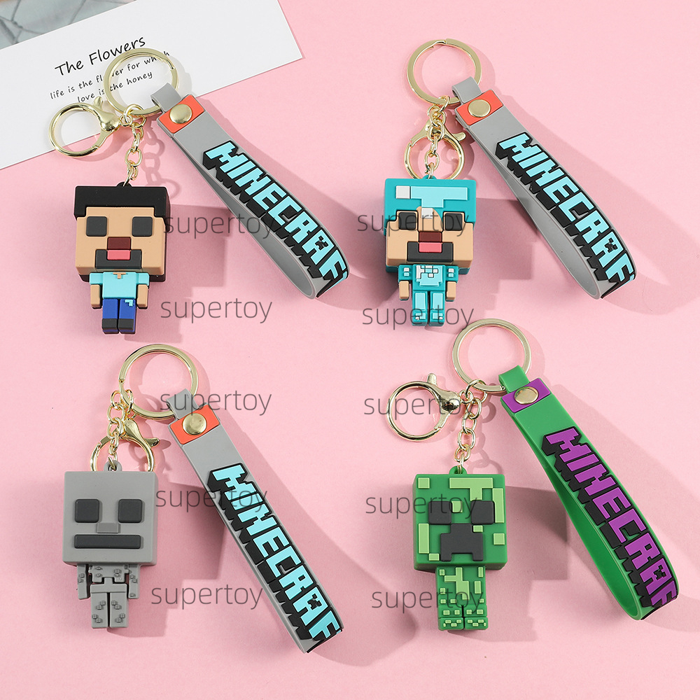 Keychain Minecraft Steve Skeleton Ocelot Tuxedo Creeper for Backpack ...