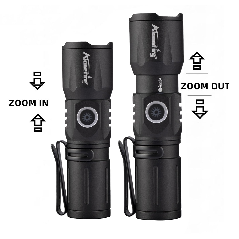 Alonefire X24 Zoom White Beam Light Long Distance Mini Flashlight Type ...