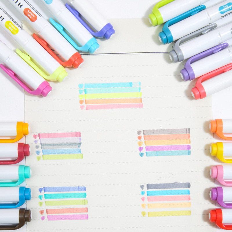 5Pcs/set double-headed light color highlighter soft candy color set ...