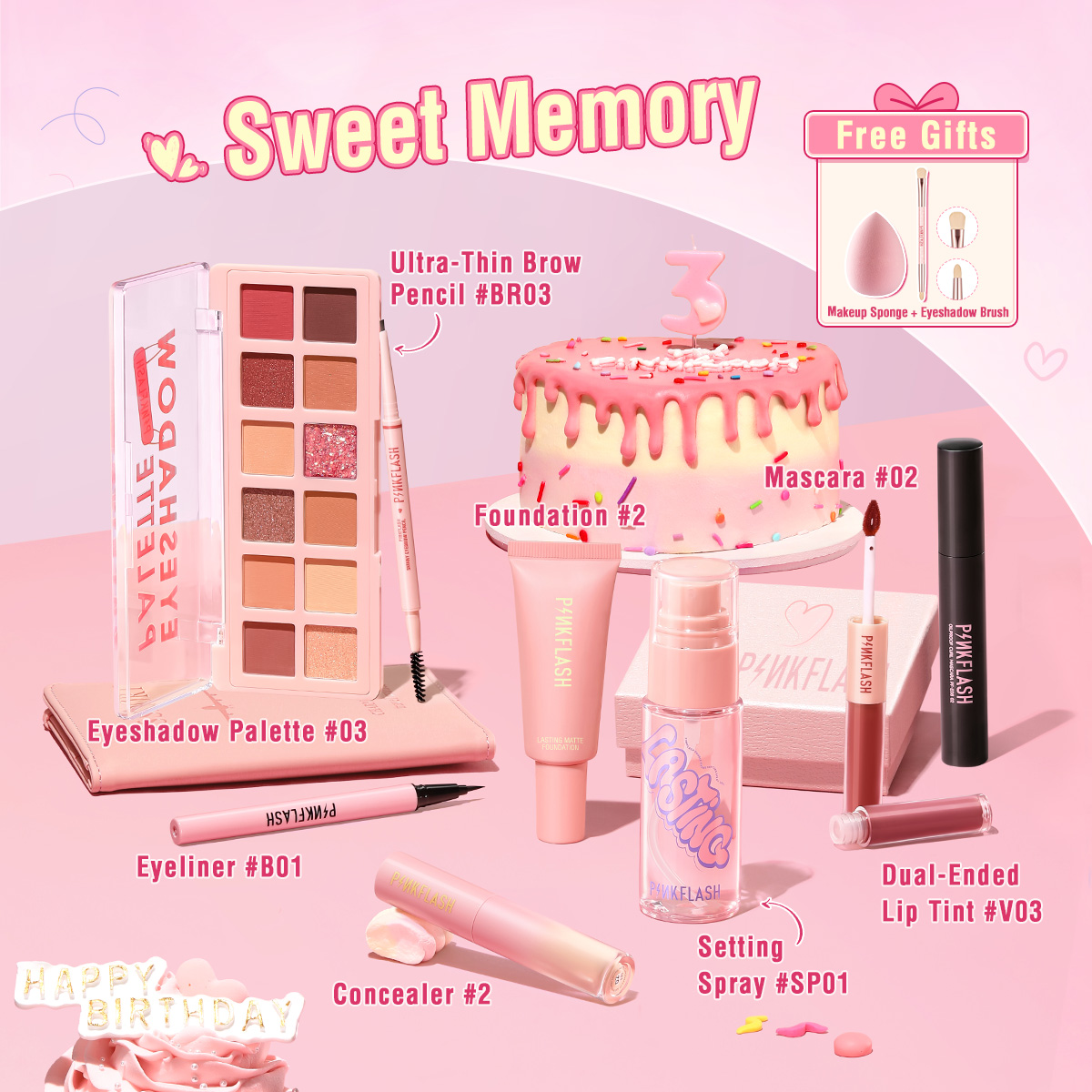 PINKFLASH 3 Years Anniversary Full Set 8 Pcs | Shopee Philippines