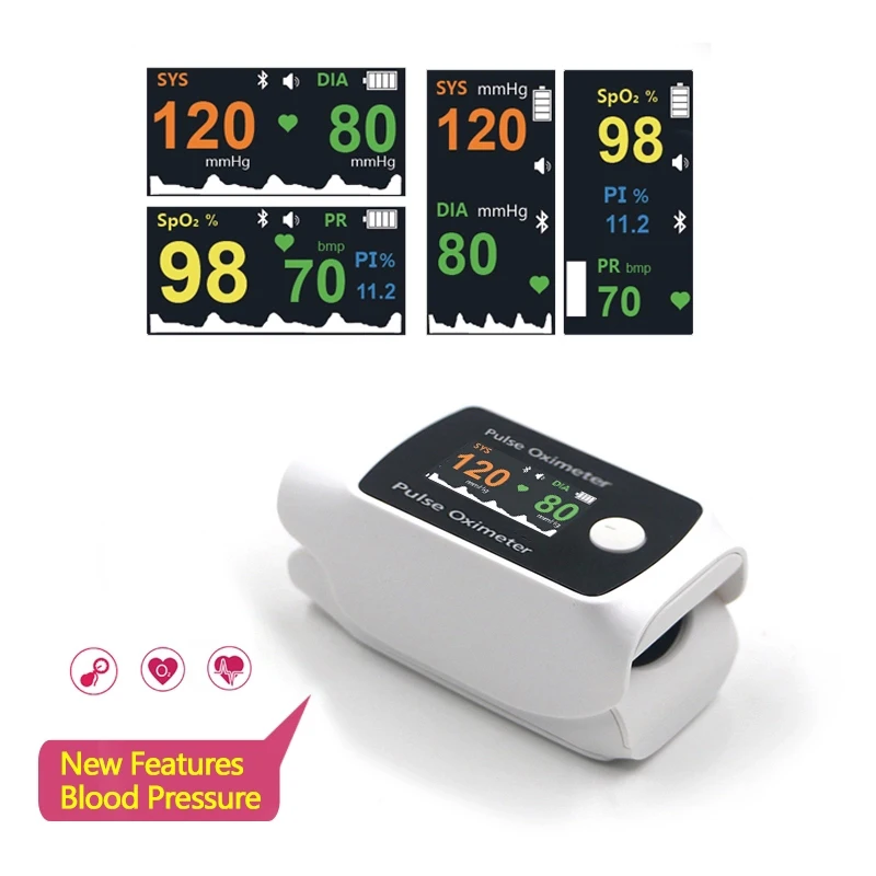 Portable Blood Pressure Digital Finger Pulse Tonometer Oximeter Monitor ...