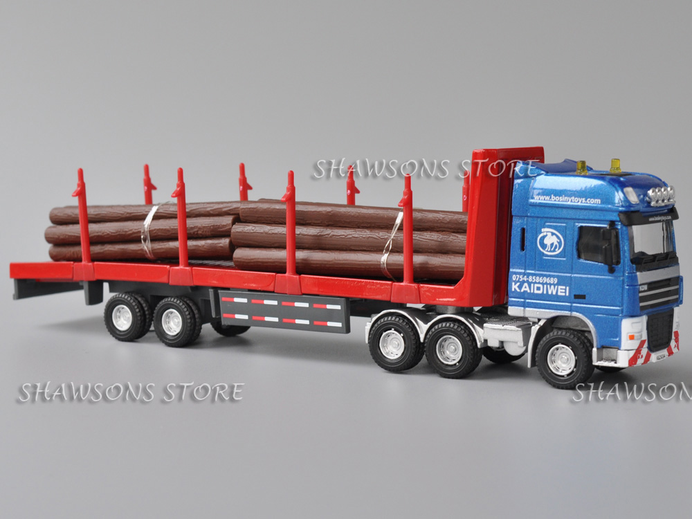 KDW 1:50 Scale Diecast Model Truck Toy Tractor With Log Transporter ...
