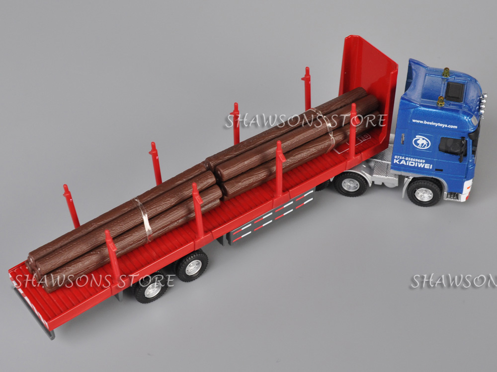 KDW 1:50 Scale Diecast Model Truck Toy Tractor With Log Transporter ...