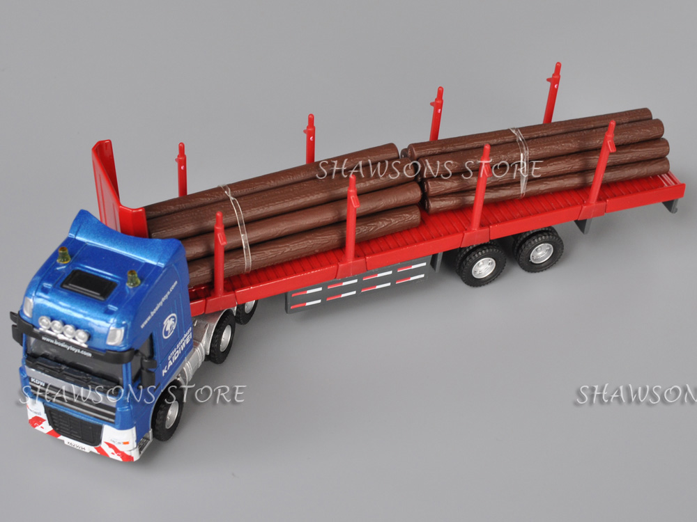 KDW 1:50 Scale Diecast Model Truck Toy Tractor With Log Transporter ...