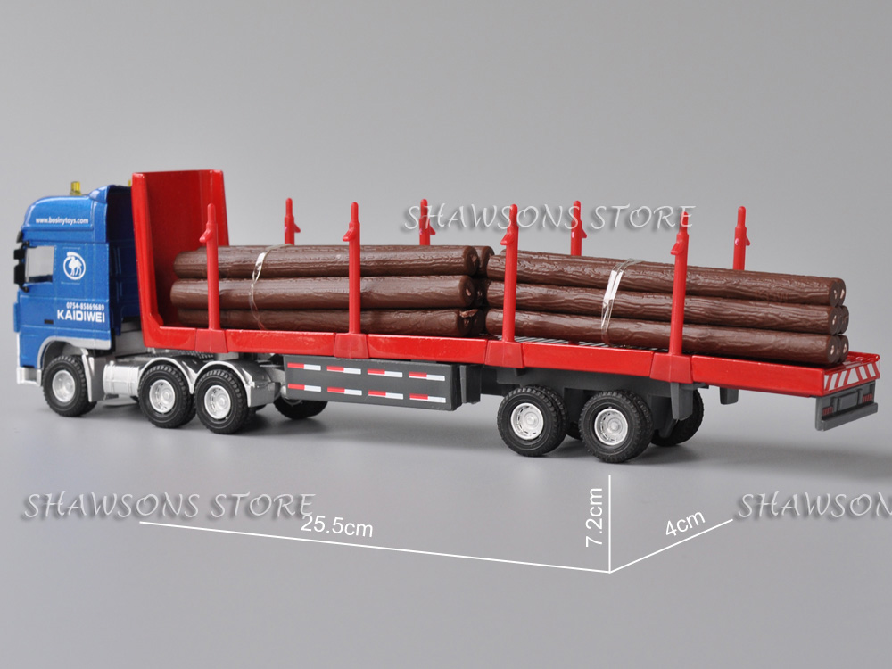 KDW 1:50 Scale Diecast Model Truck Toy Tractor With Log Transporter ...