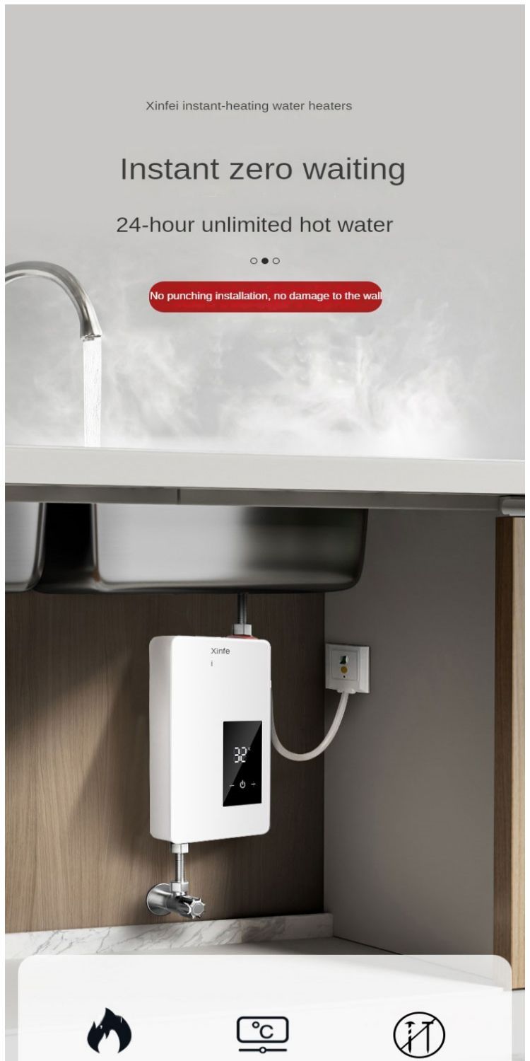 Shower Water Heater Small Bathroom 5500W Constant Temperature Instant Electric 3 seconds ...