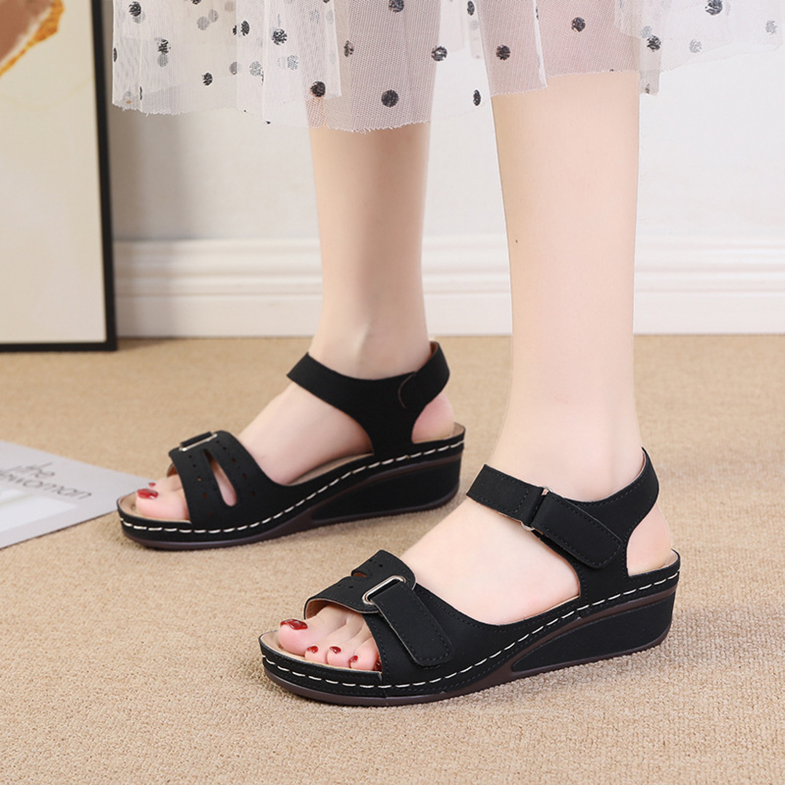 [Sent within 24 hours] Womens Wedge Heel Footwear Sandal Casual Soft ...