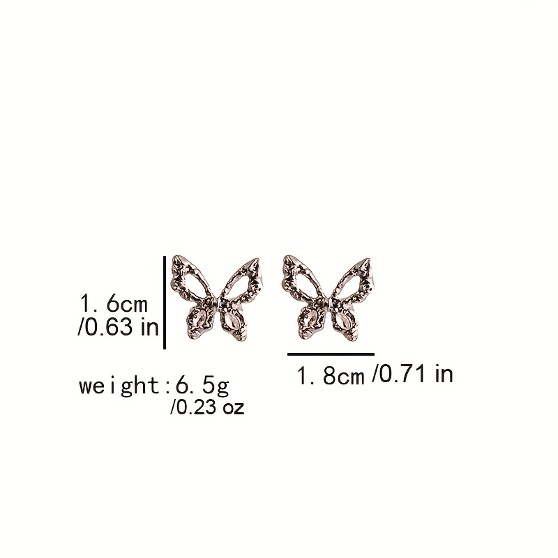 Hollow Butterfly Design Stud Earrings Sweet Elegant Versatile Simple Ear Jewelry For Girls ...