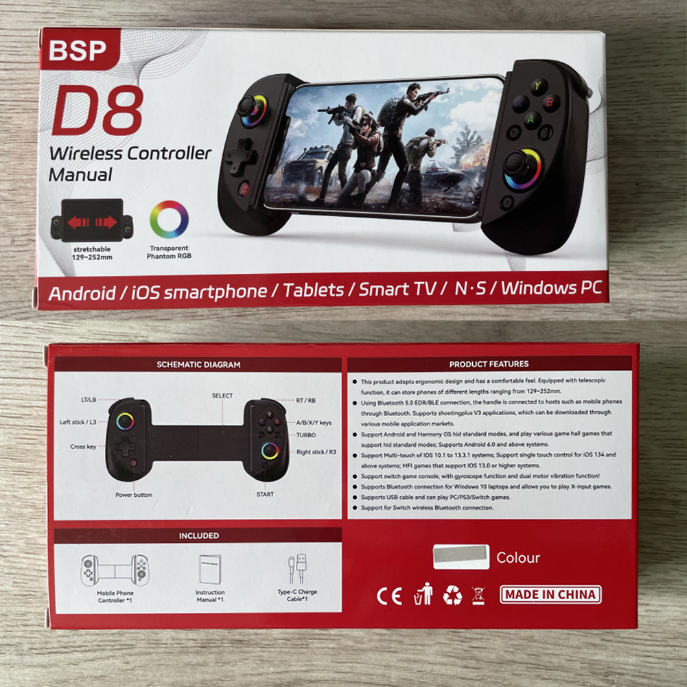 Elaine D8 Wireless Stretching Extendable Game Console Telescopic Game Controller 20 Hours 4745