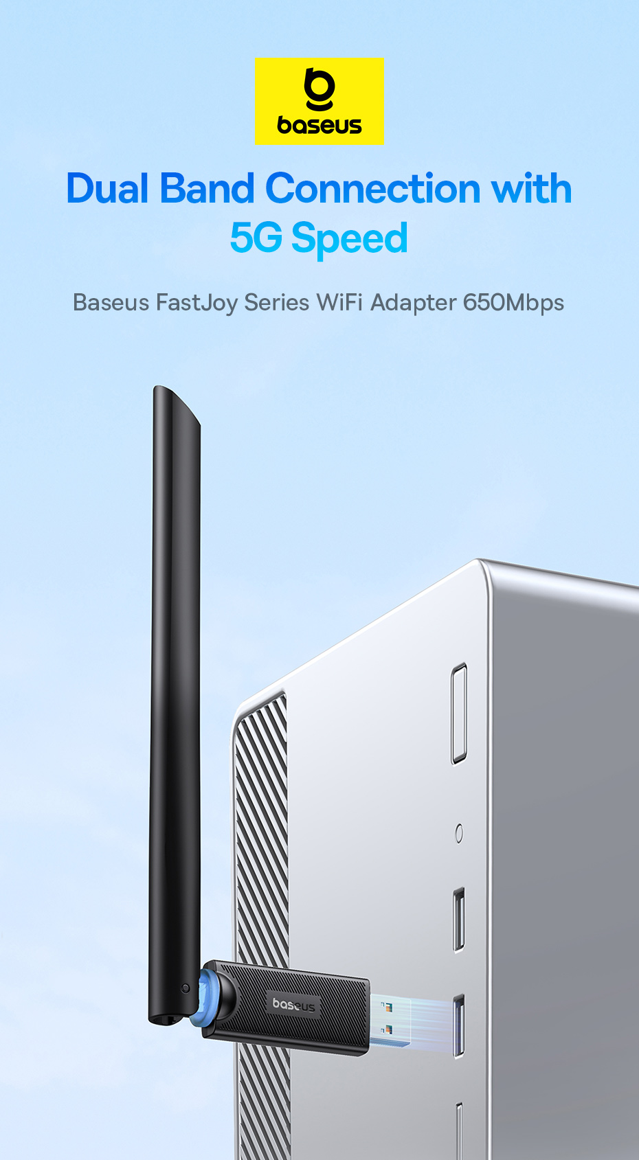 Baseus FastJoy Series WiFi Adapter 150Mbps/300Mbps/650Mbps Wireless Wi ...