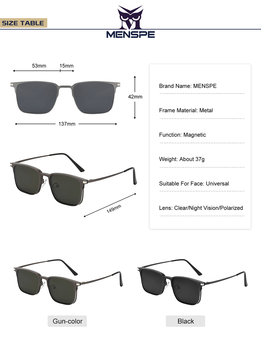MENSPE 3 In 1 Sunglasses Men Polarized Sunglasses Magnetic Sun Glasses ...
