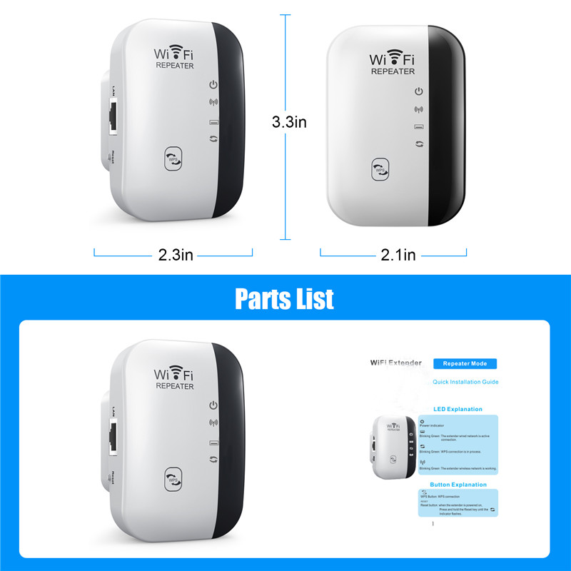 300Mbps Wireless-N Wi-Fi Repeater 7-light Multi-function Universal ...