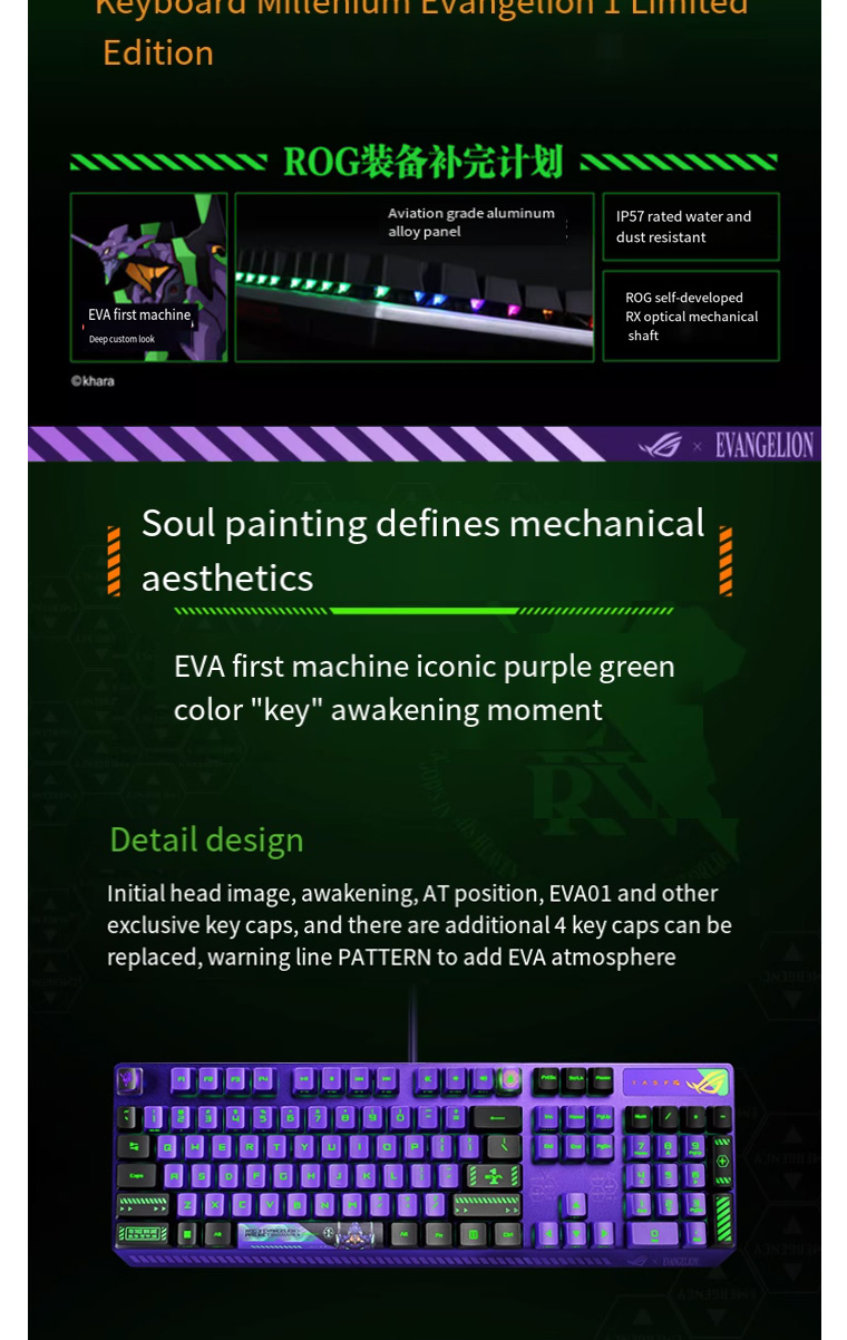 Asus ROG [EVA Co-Branded] Mechanical Keyboard Ranger Red Axis Blue Axis ...