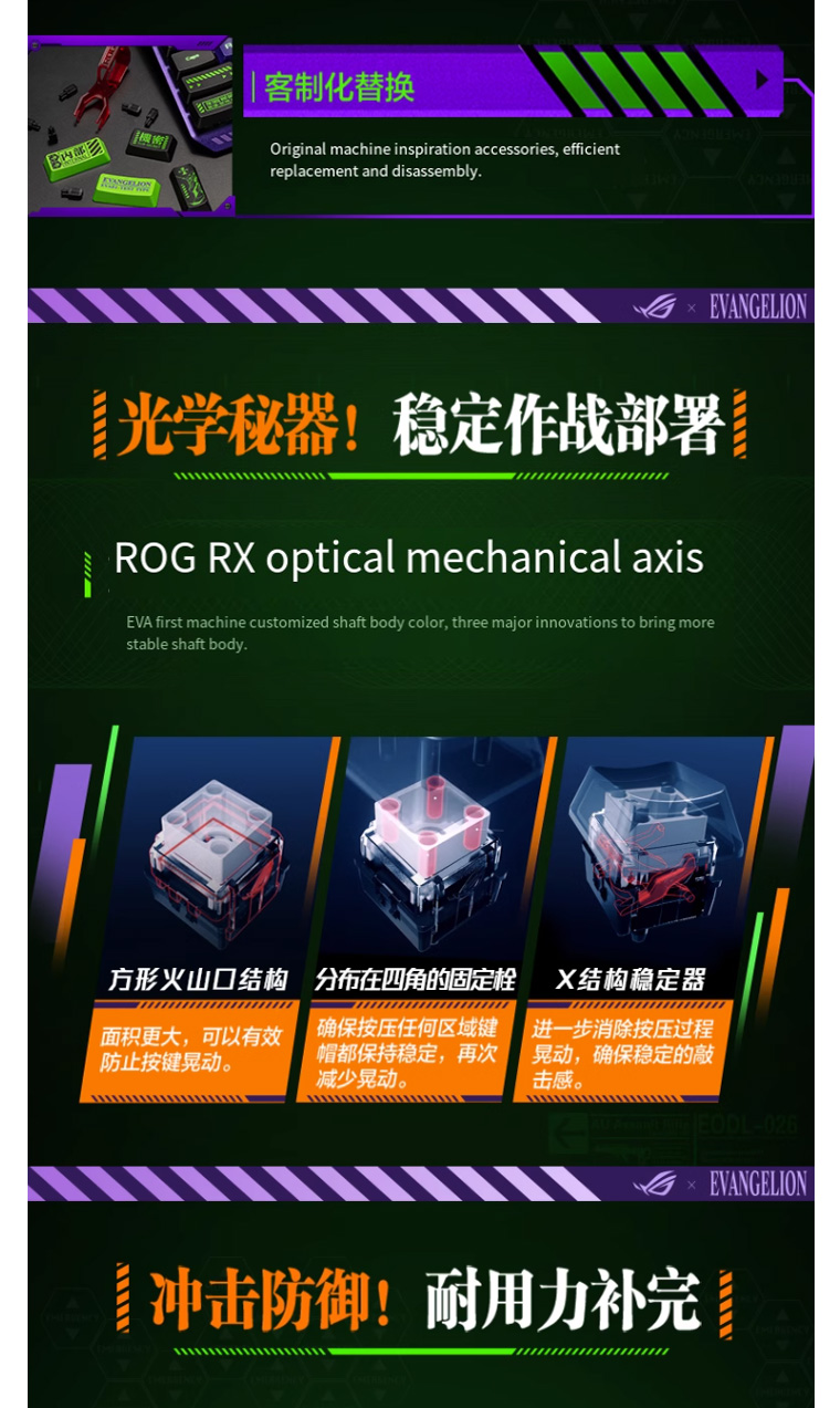Asus ROG [EVA Co-Branded] Mechanical Keyboard Ranger Red Axis Blue Axis ...
