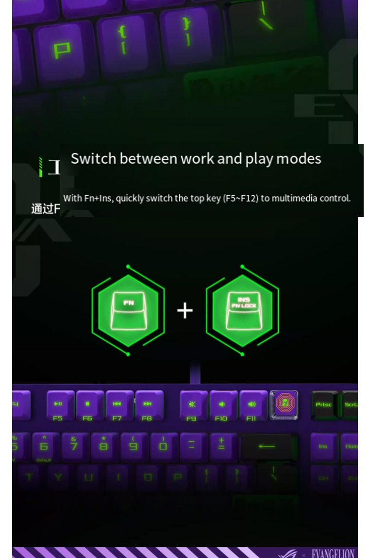 Asus ROG [EVA Co-Branded] Mechanical Keyboard Ranger Red Axis Blue Axis ...