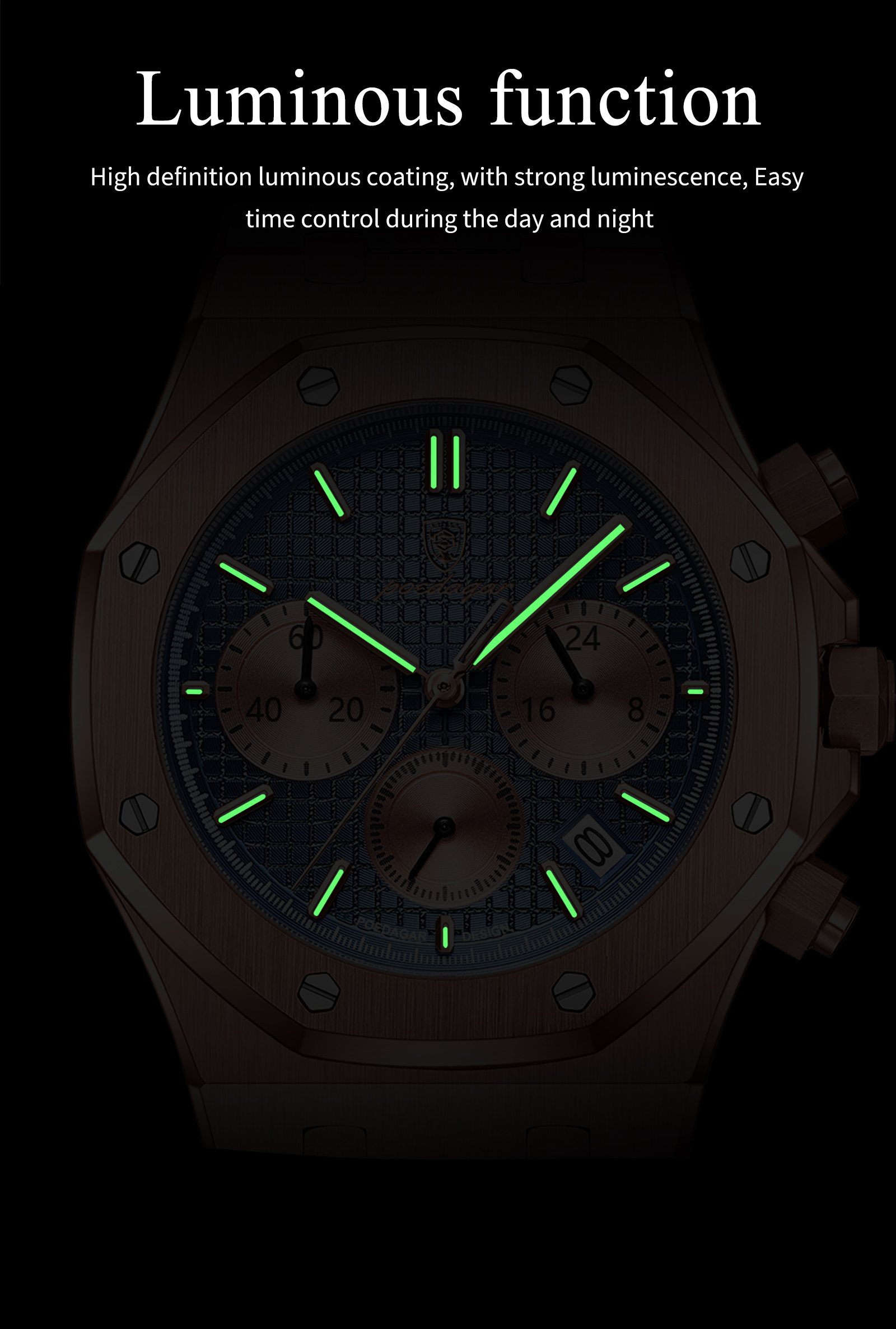 POEDAGAR Branded Gold Watch For Men Waterproof Original Relo Stainless ...