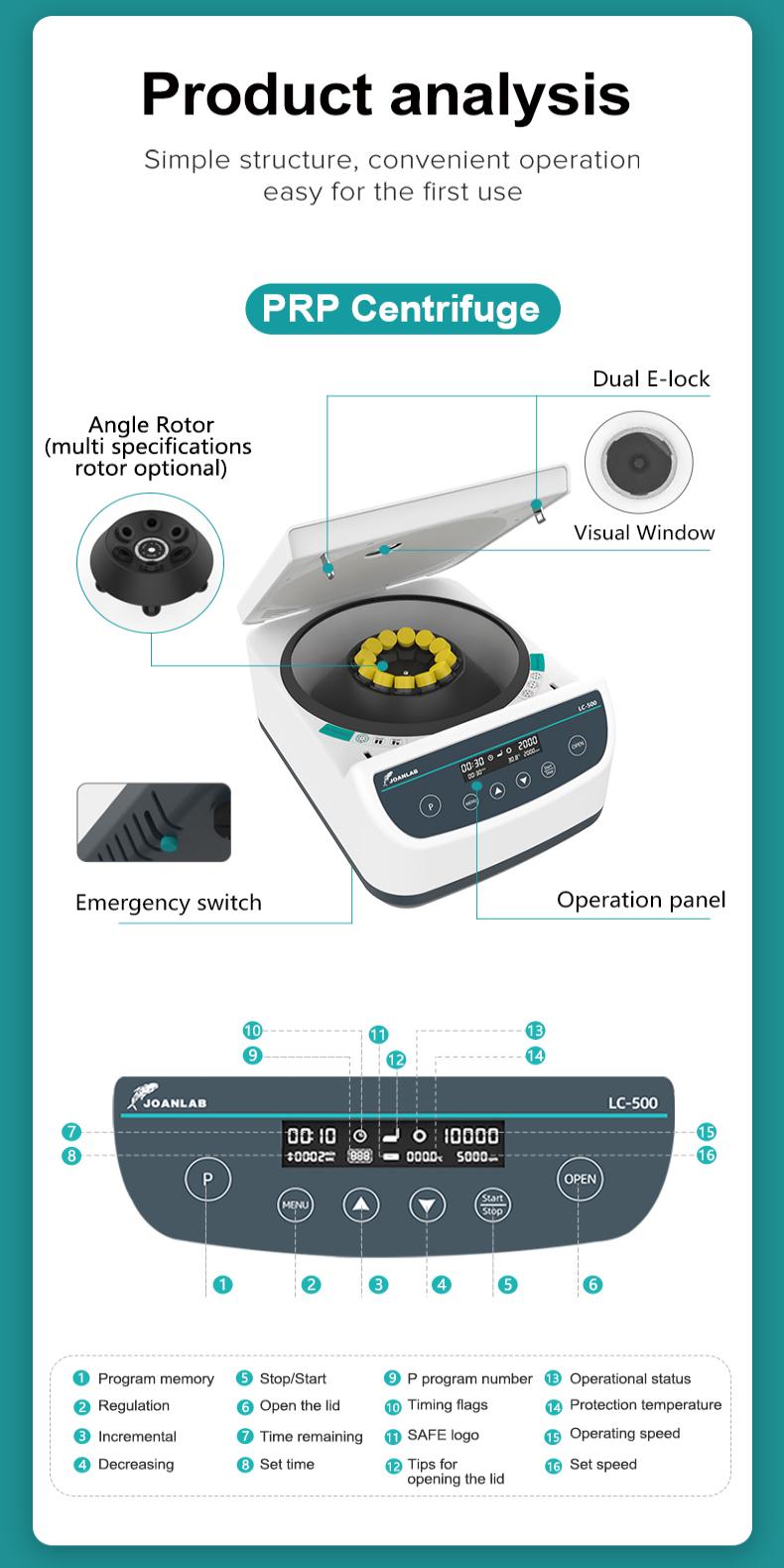 JOANLAB Prp Centrifuge Machine Cgf Plasma Centrifuge Laboratory For 2/5/10ml Blood Collection ...