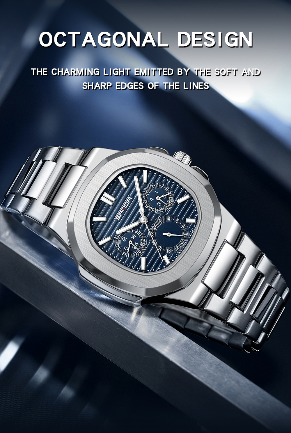 SANDA 7053 Luxury Watch Business Waterproof Male Clock Luminous Date ...