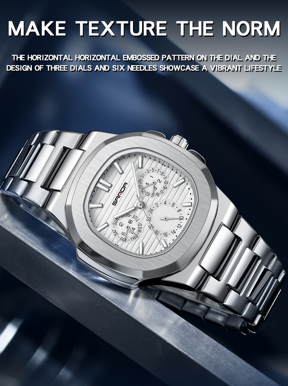 SANDA 7053 Luxury Watch Business Waterproof Male Clock Luminous Date ...