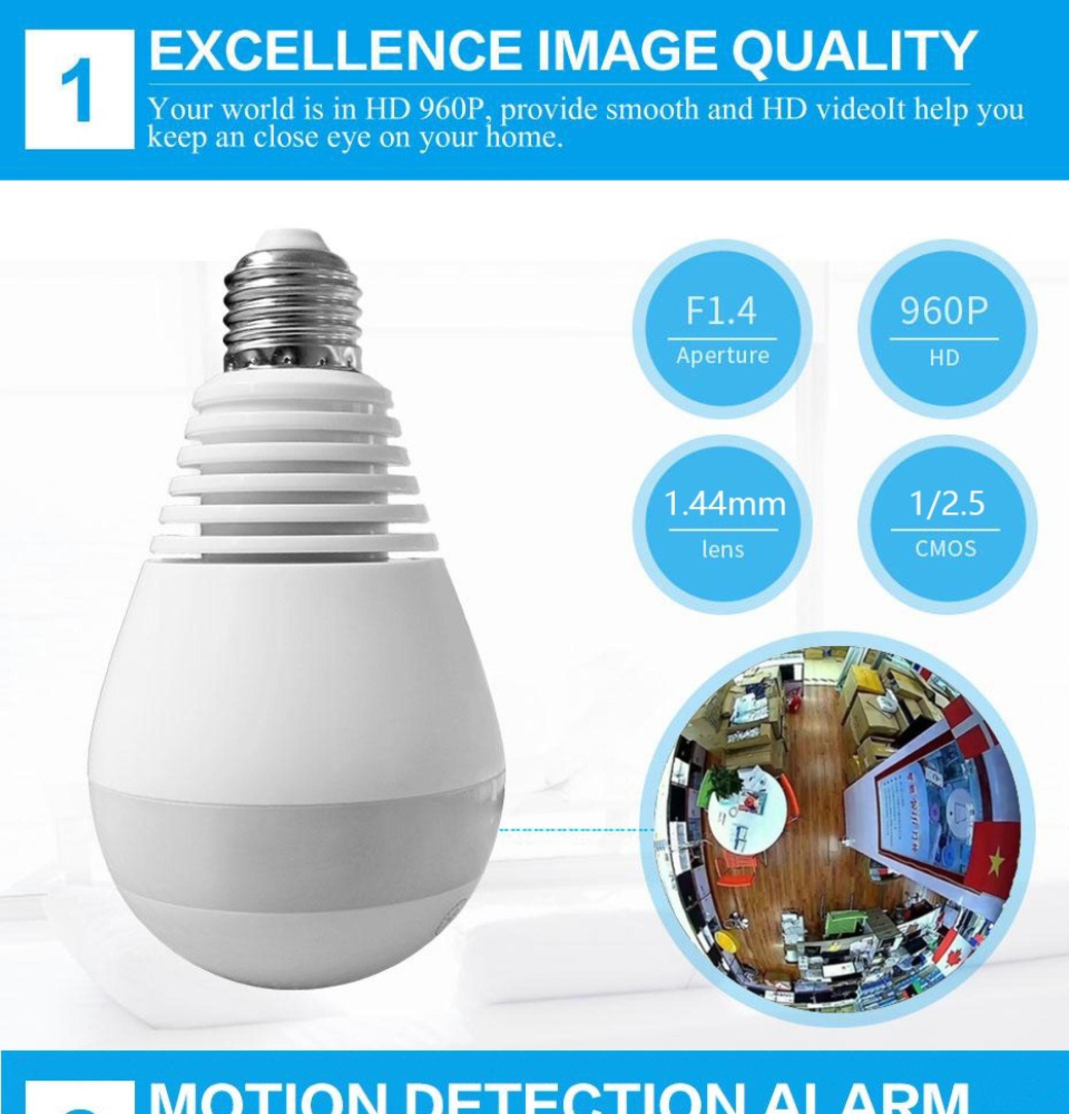 V380 Pro CCTV Bulb Camera Wireless Wifi Network Security Two-Way Audio ...