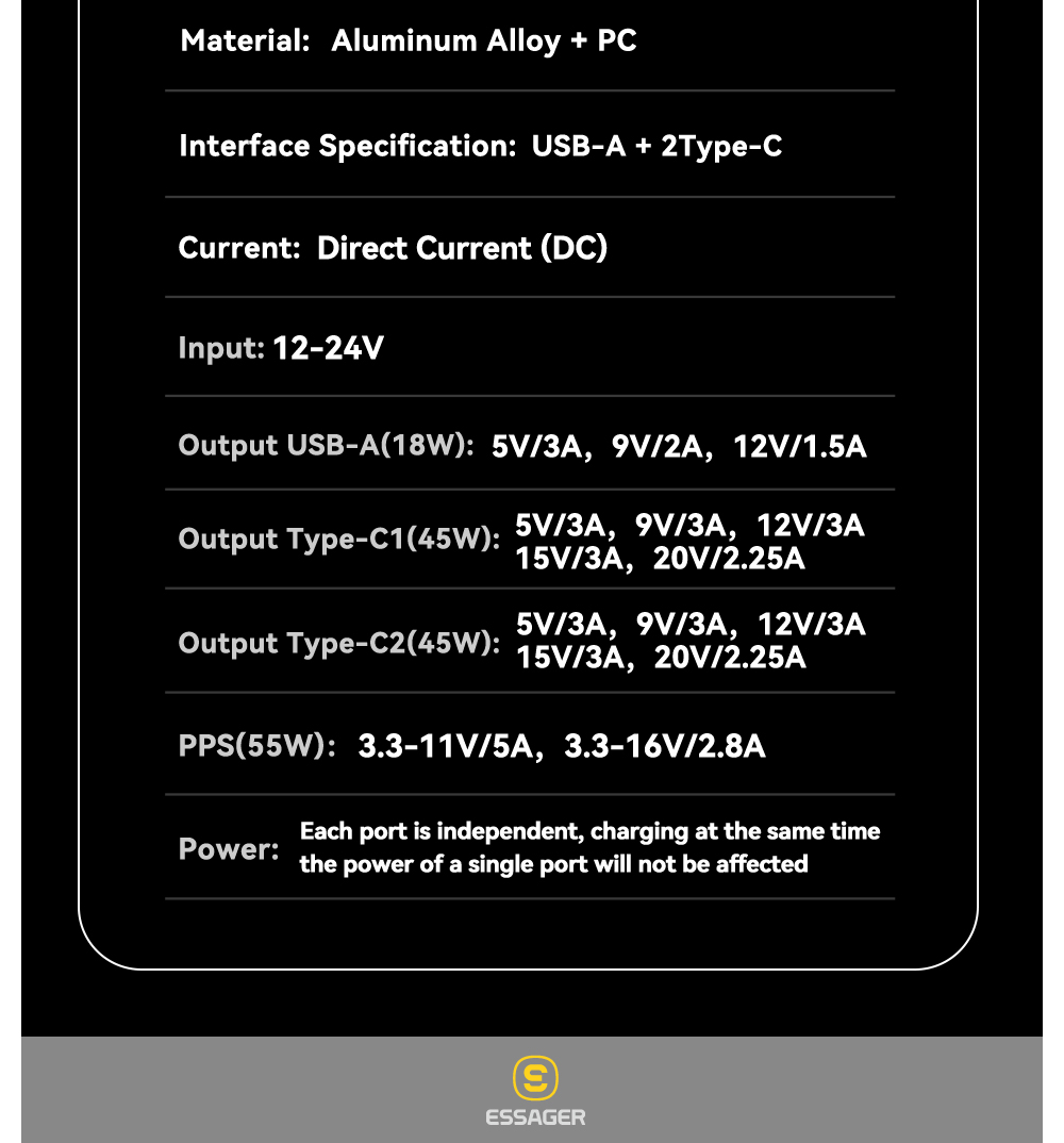 Essager 105W 2C+USB Aluminum Alloy Digital Display Car Charger | Shopee ...