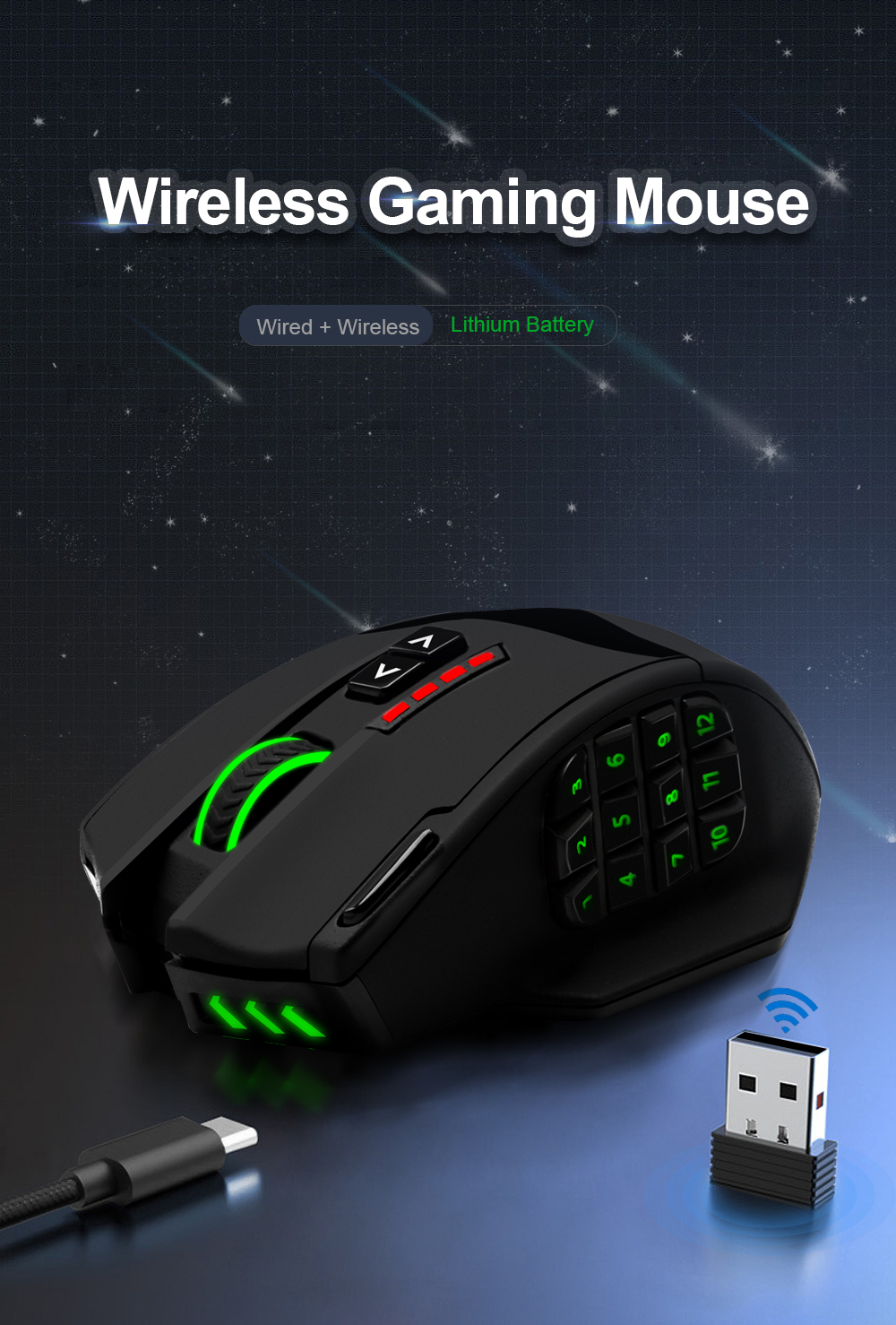 E-YOOSO X-33 RGB USB 2.4G Wireless Gaming Mouse 16000 DPI 16 buttons ...
