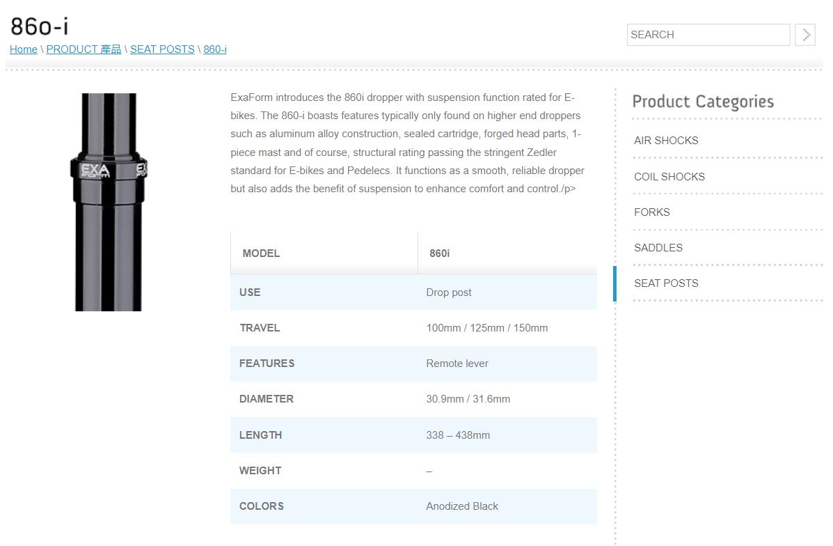 KS EXA Form 860i Kindshock bike seatpost Adjustable air sprung ...