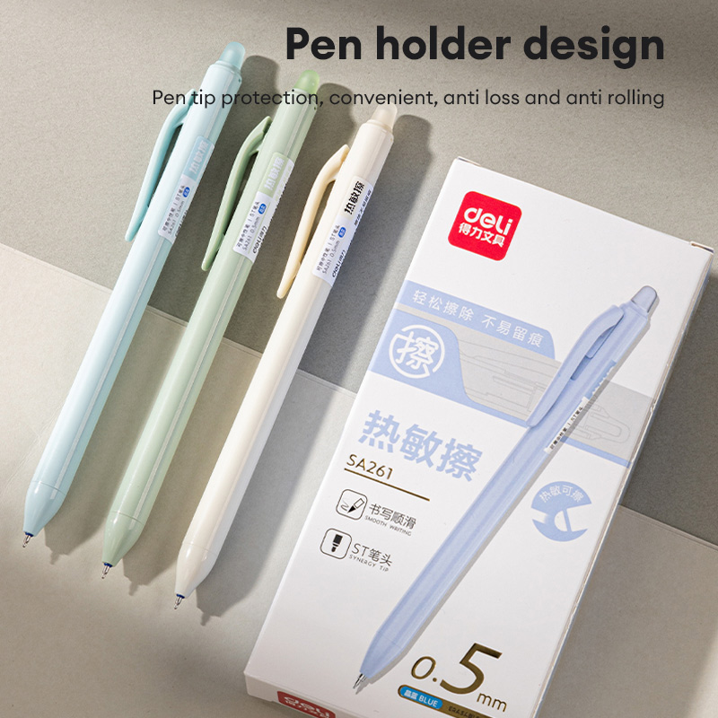 Deli SA261 Press Erasable Gel Pen 0.5mm ST Head Black Refil Student ...