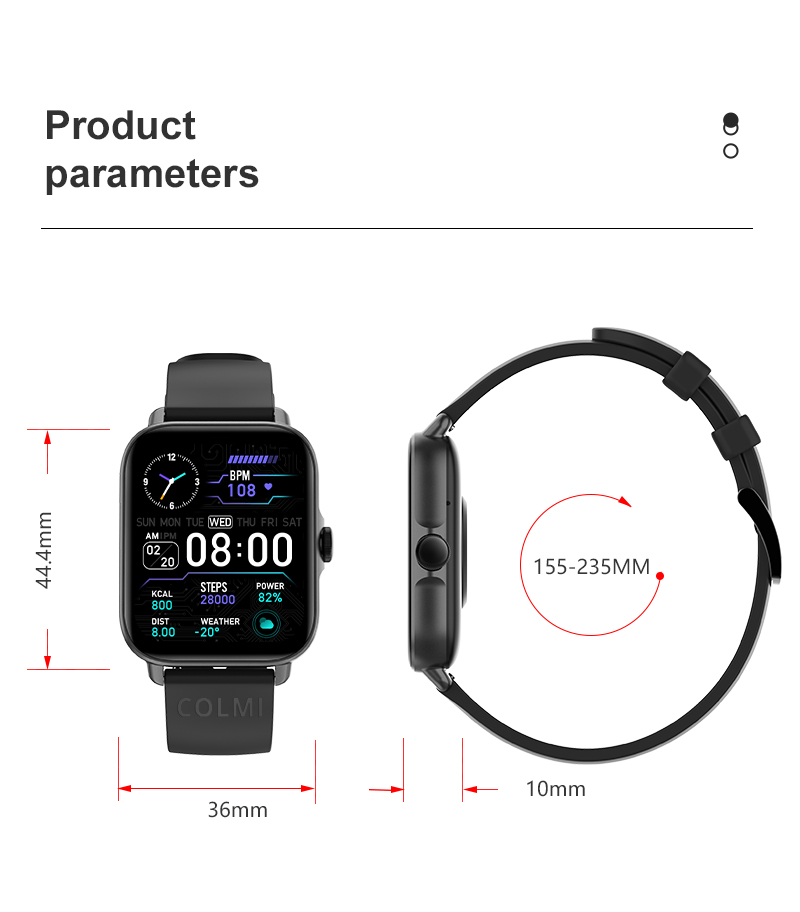 COLMI P28 Plus Smart Watch Blood Pressure 240mAh Long Battery Bluetooth ...