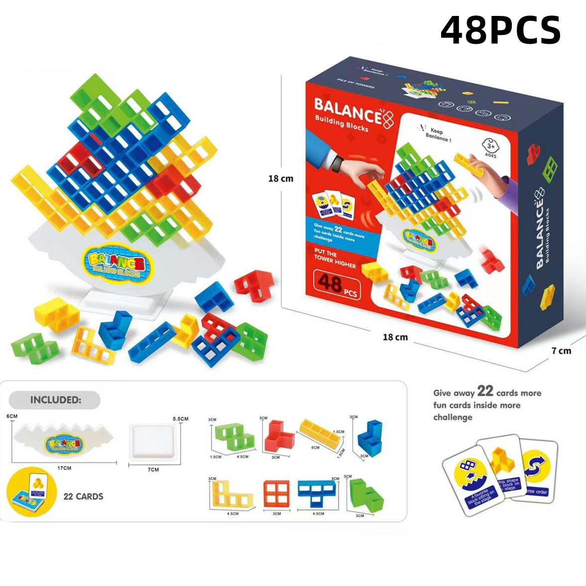 Tetra Tower Fun Balance Stacking Building Blocks Board Game for Kids ...