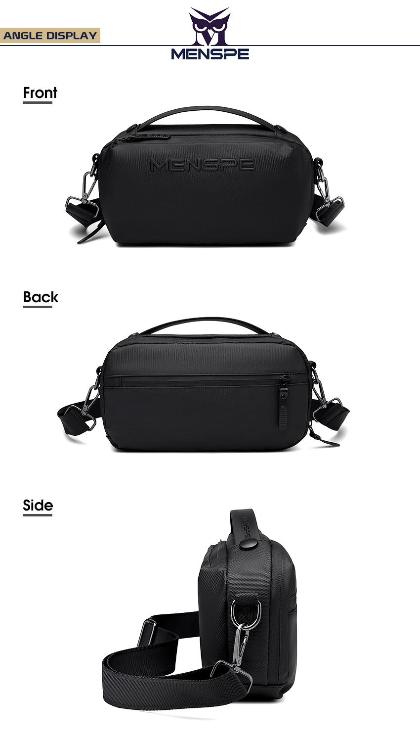 MENSPE Crossbody Bag for Men Casual Fashion Shoulder Bag Waterproof ...