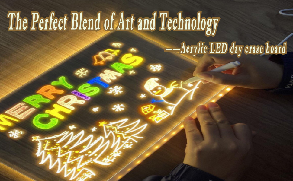 LED Note Board with Colors, Acrylic Dry Erase Board with Light, Light ...
