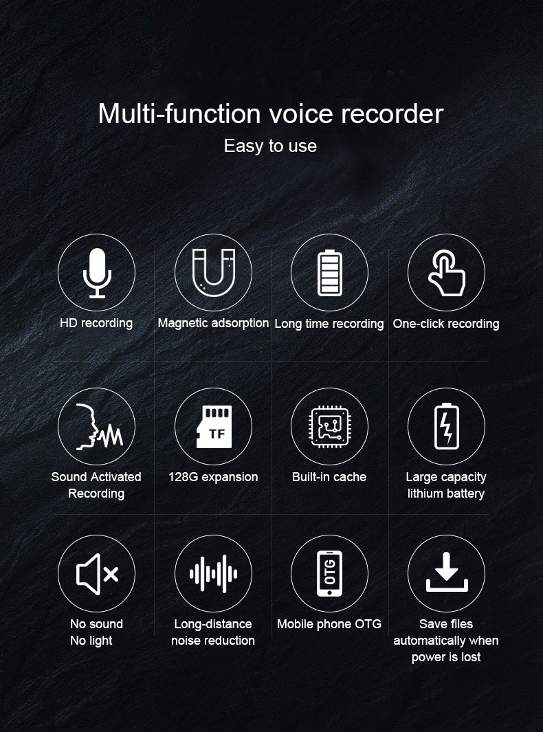 500 Hours Time Mini Voice Activated Recorder Built-in Magnet Spy Small ...