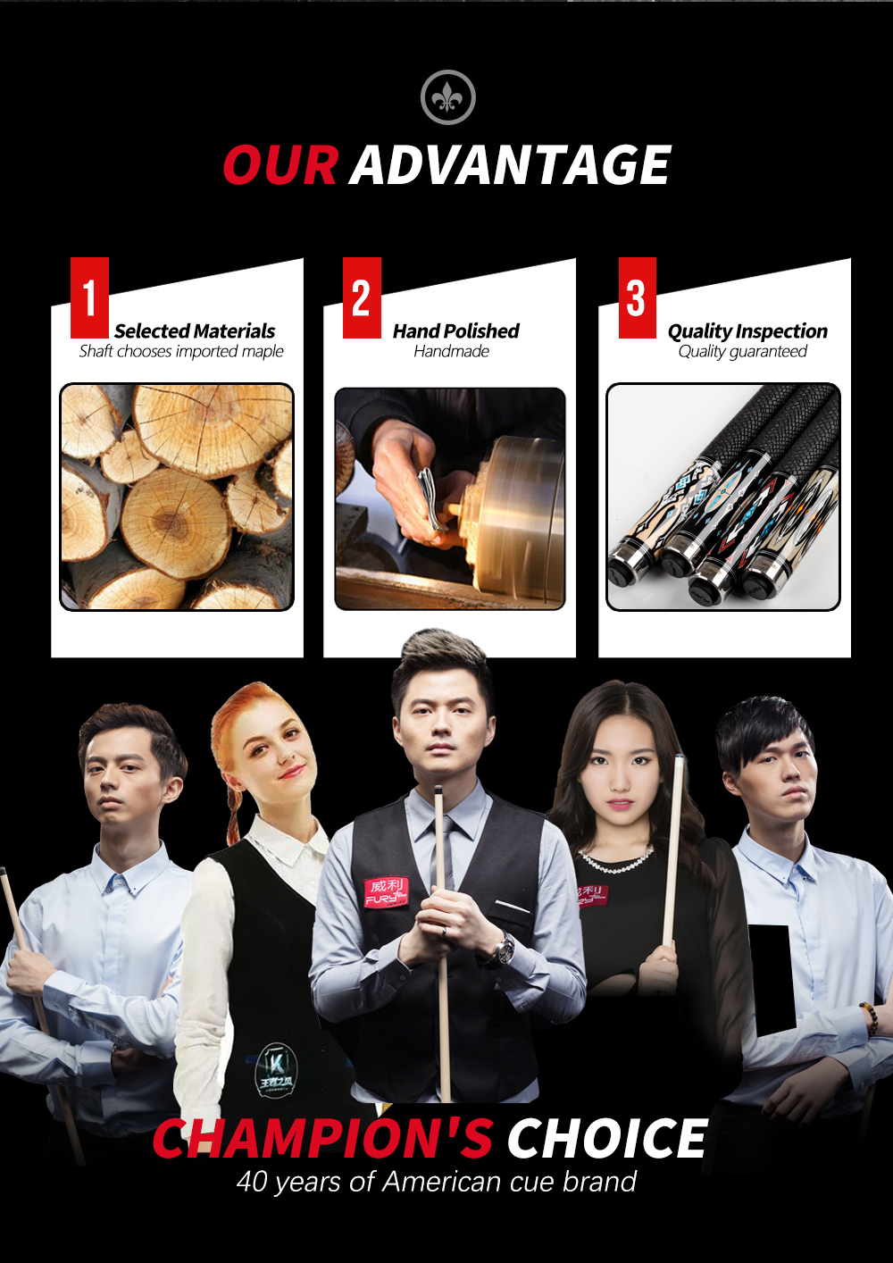 FURY Crical Pool Cue Stick with 12.5mm Tip Maple Shaft and leather grip ...