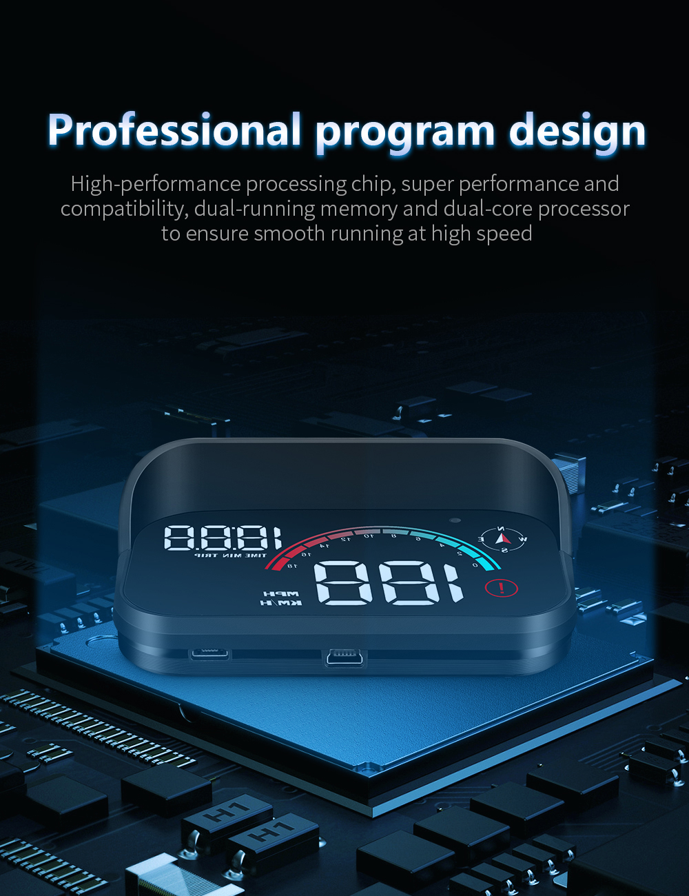 M22 Car mounted GPS head up display, universal OBD type speedometer ...