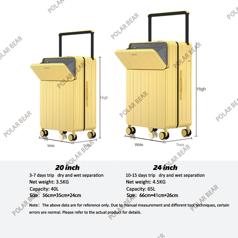 20/24in Extra Wide Luggage Suitcase Travel Bag Front Opening Cover Port ...