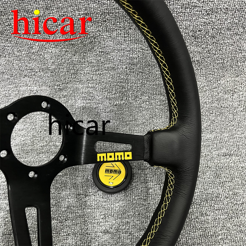13inch MOMO Steering Wheel Genuine Leather Drift Sport Steering Wheel ...