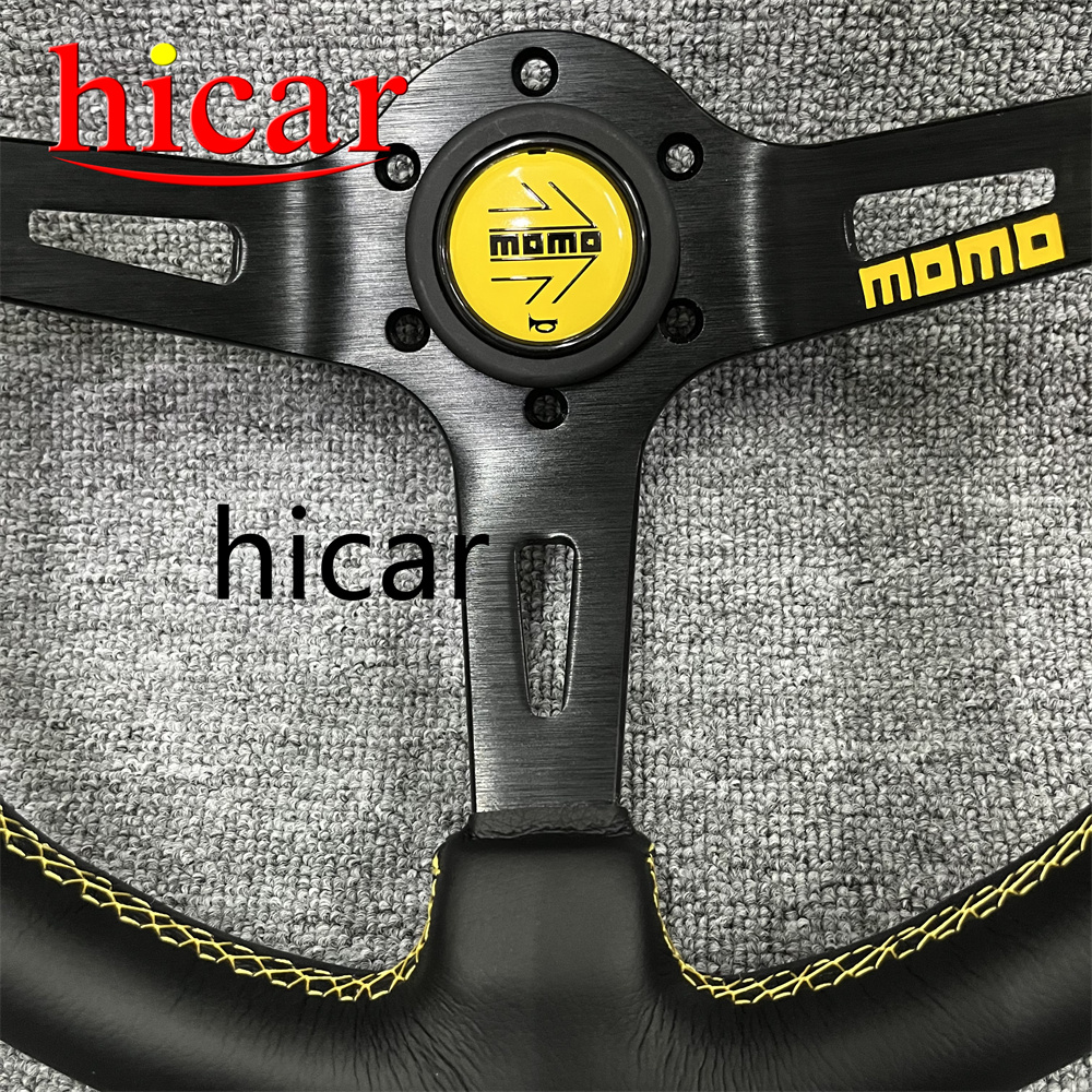 13inch MOMO Steering Wheel Genuine Leather Drift Sport Steering Wheel ...