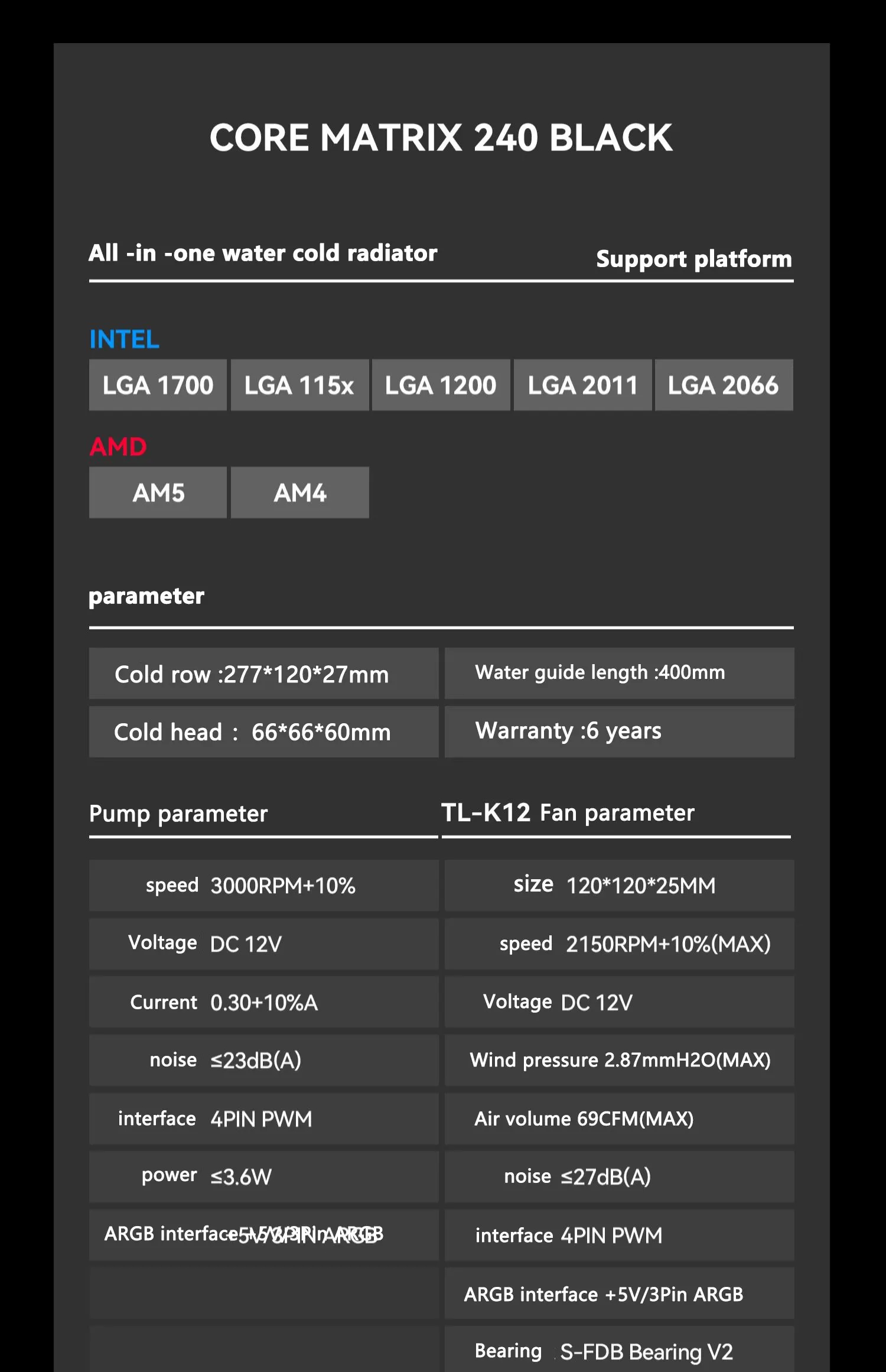 Thermalright CORE MATRIX 240 All-in-One CPU Water Cooling Radiator ...