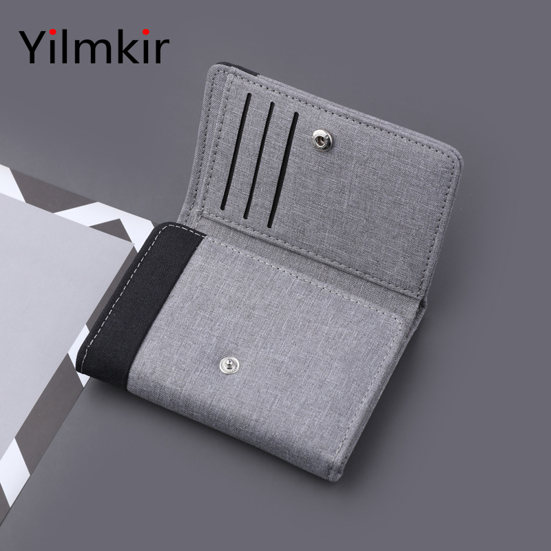 Simple Canvas Men's Tri Fold Wallet Large Capacity Casual Convenient ...