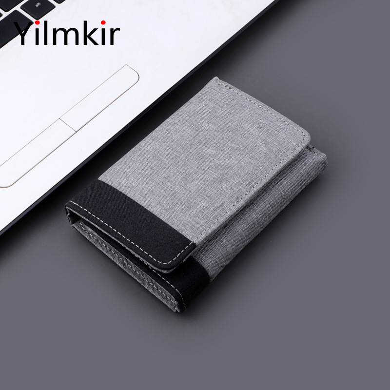 Simple Canvas Men's Tri-Fold Wallet - Large Capacity Casual Multi-Card ...