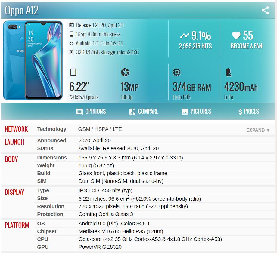6.22" LCD Display For OPPO A12 A12S CPH2077 CPH2083 Touch Screen ...