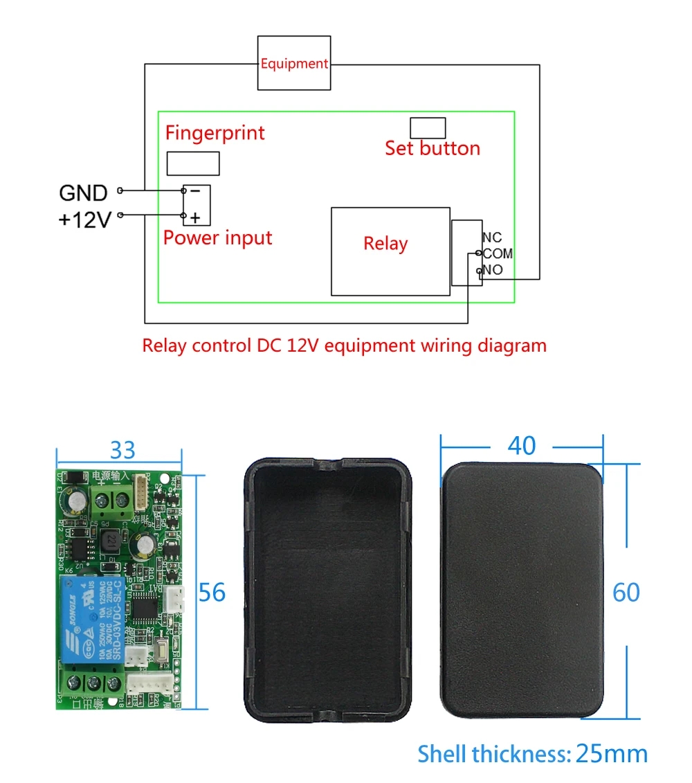 Access control fingerprint control board 7-30V fingerprint ...
