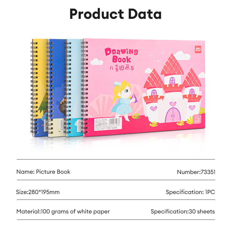 Deli 30 Sheets Picture Book Spiral Design Drawing Book For Kids Art ...